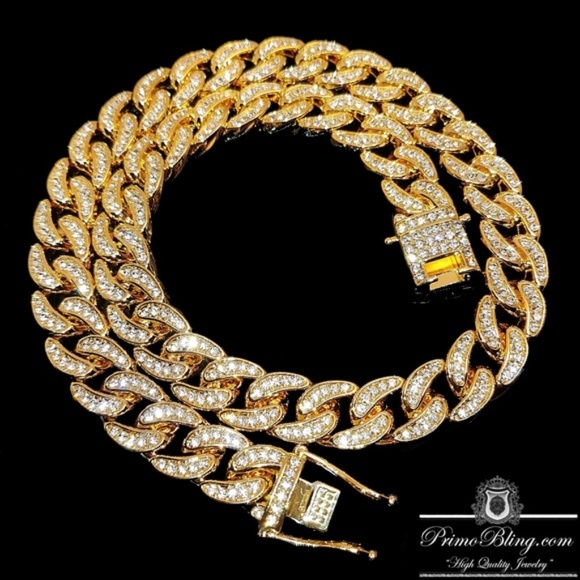PrimoBling.com | Accessories | 8k Gold Plated 14mm Cuban Link Quavo 18 ...